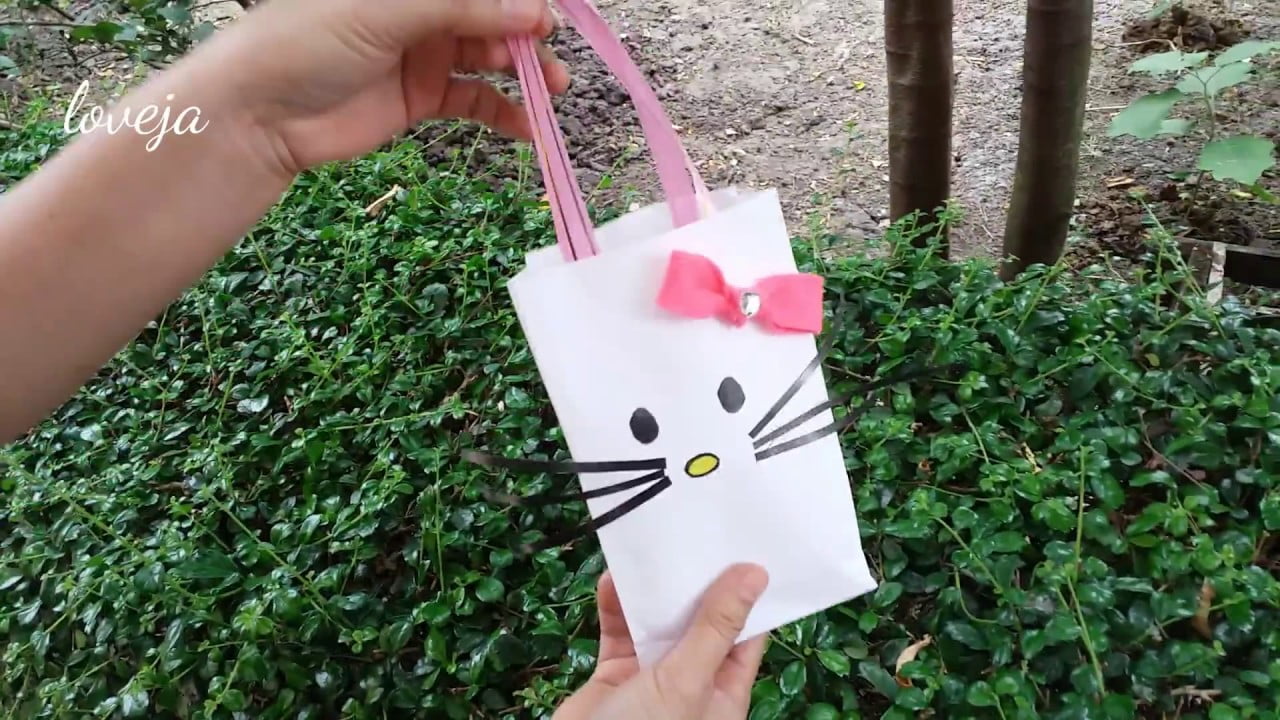 DIY Hello Kitty Paper Bag for gift ハローキティ - Thaitrick